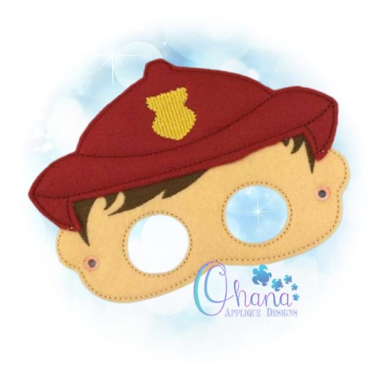 Firefighter Boy Pretend Mask - Ohana Applique Designs