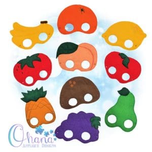 Fruit Pretend Mask Set Embroidery Design - Ohana Applique Designs