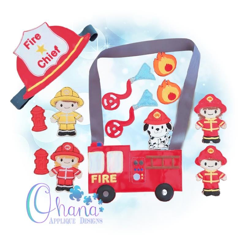 Firefighter Finger Puppet Set - Ohana Applique Designs