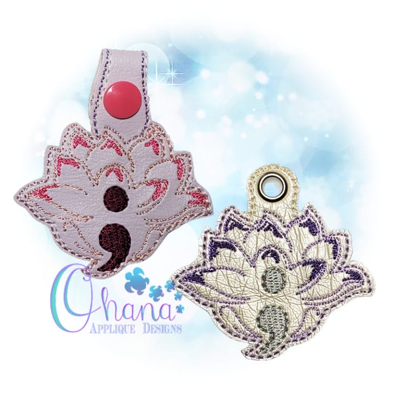 Lotus Flower Semicolon Key Chain embroidery - OAD