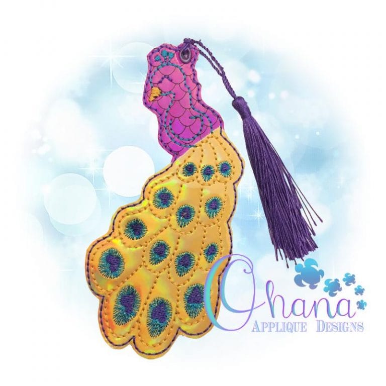 Peacock Bookmark Embroidery Design - Ohana Applique Designs