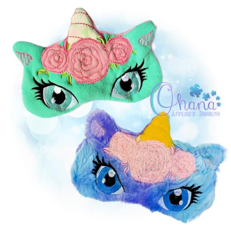 Floral Unicorn Sleeper Mask - Ohana Applique Designs