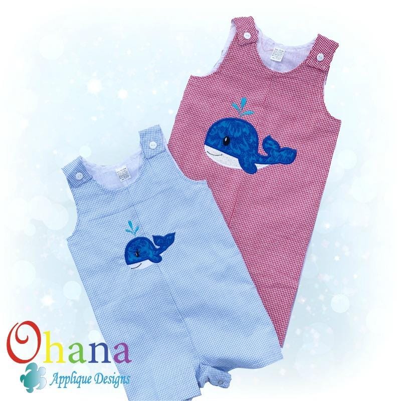 Whale Applique Embroidery Design - Ohana Applique Designs