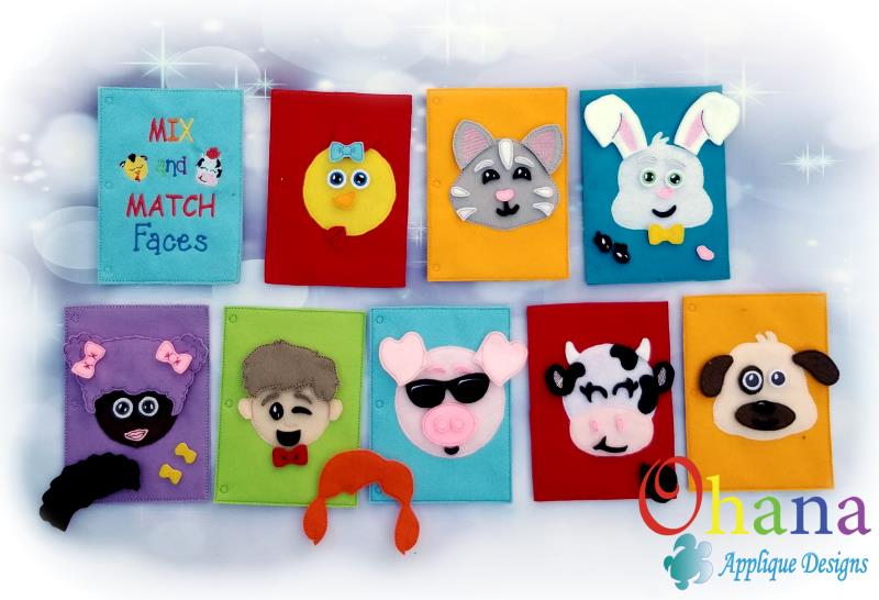 Mix and Match Faces Quiet Book - Ohana Applique Designs