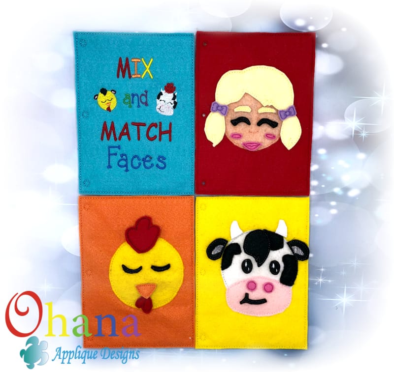Mix and Match Faces Quiet Book - Ohana Applique Designs
