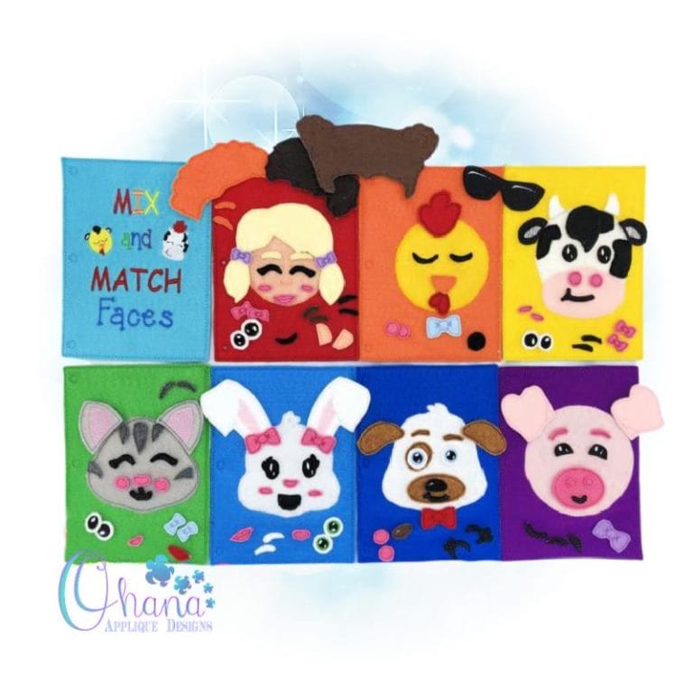Mix and Match Faces Quiet Book - Ohana Applique Designs