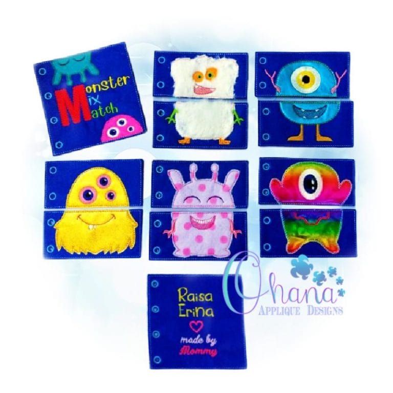 Monster Flip Quiet Book Embroidery Design - Ohana Applique Designs