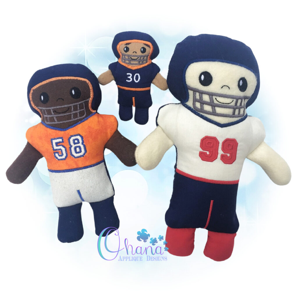 Football Player Stuffie Embroidery Design - Ohana Applique Designs