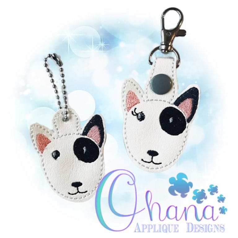 Bull Terrier Key Chain embroidery - Ohana Applique Designs