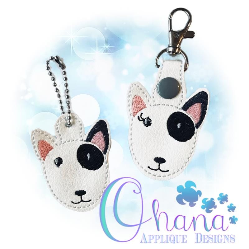 Bull Terrier Key Chain embroidery - Ohana Applique Designs