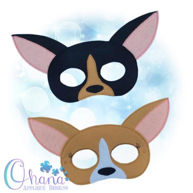 Chihuahua Pretend Mask Embroidery Design - Ohana Applique Designs