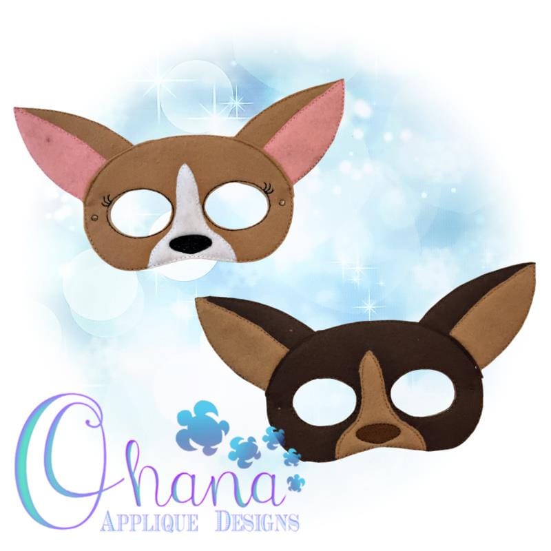 Chihuahua Pretend Mask Embroidery Design - Ohana Applique Designs