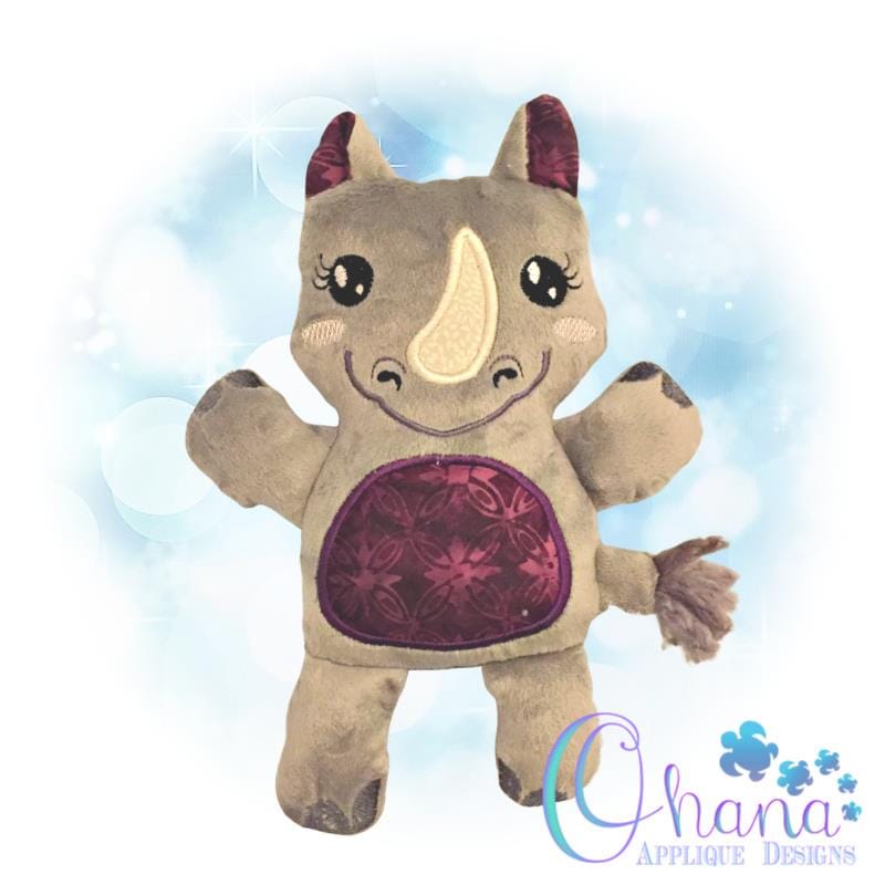 Riley Rhino Stuffie Embroidery Design - Ohana Applique Designs