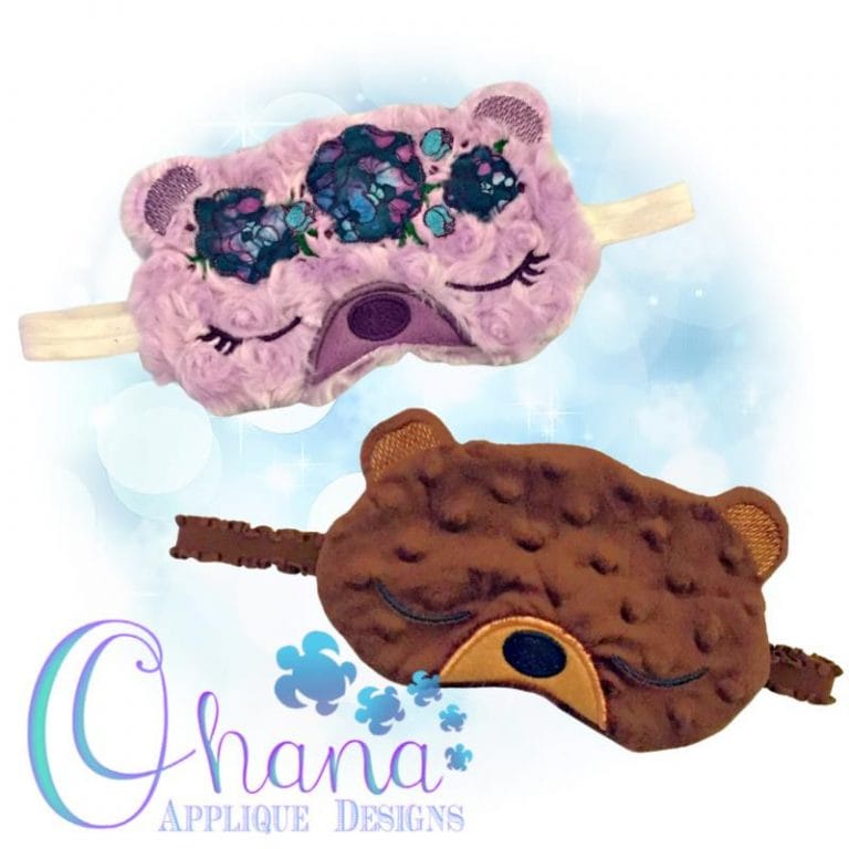 Floral Bear Sleep Mask - Ohana Applique Designs