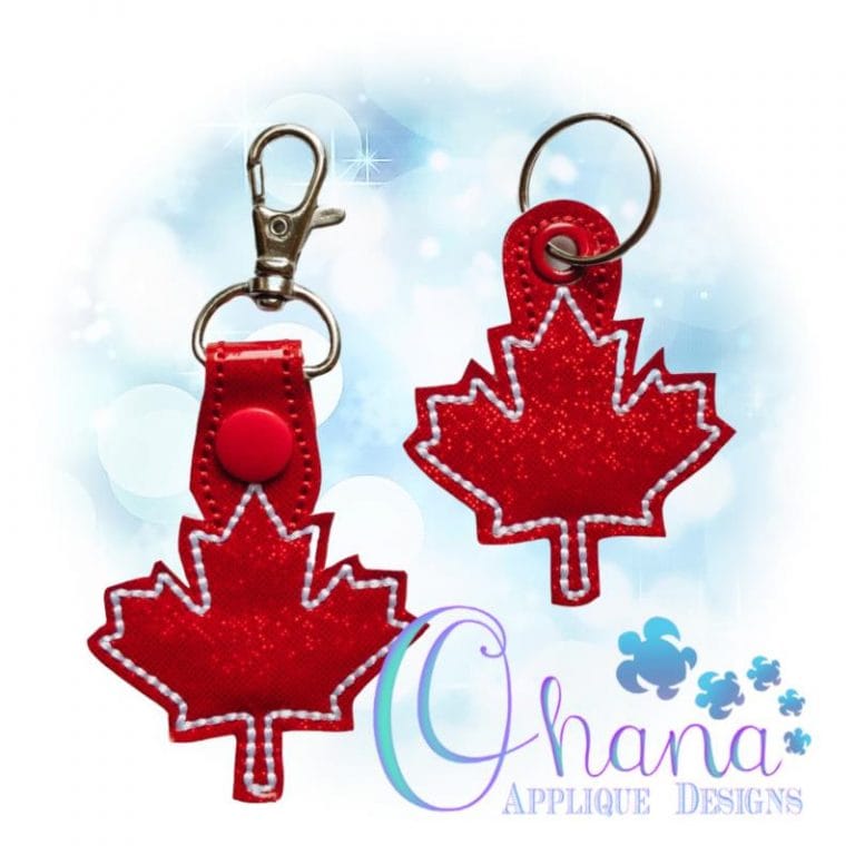 Maple Leaf Key Chain embroidery - Ohana Applique Designs