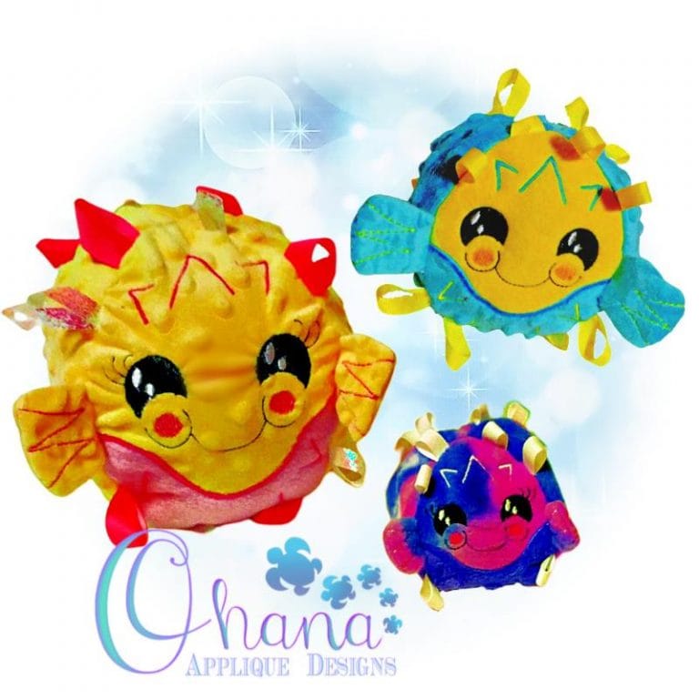 Parker Pufferfish Stuffie Embroidery Design - Ohana Applique Designs