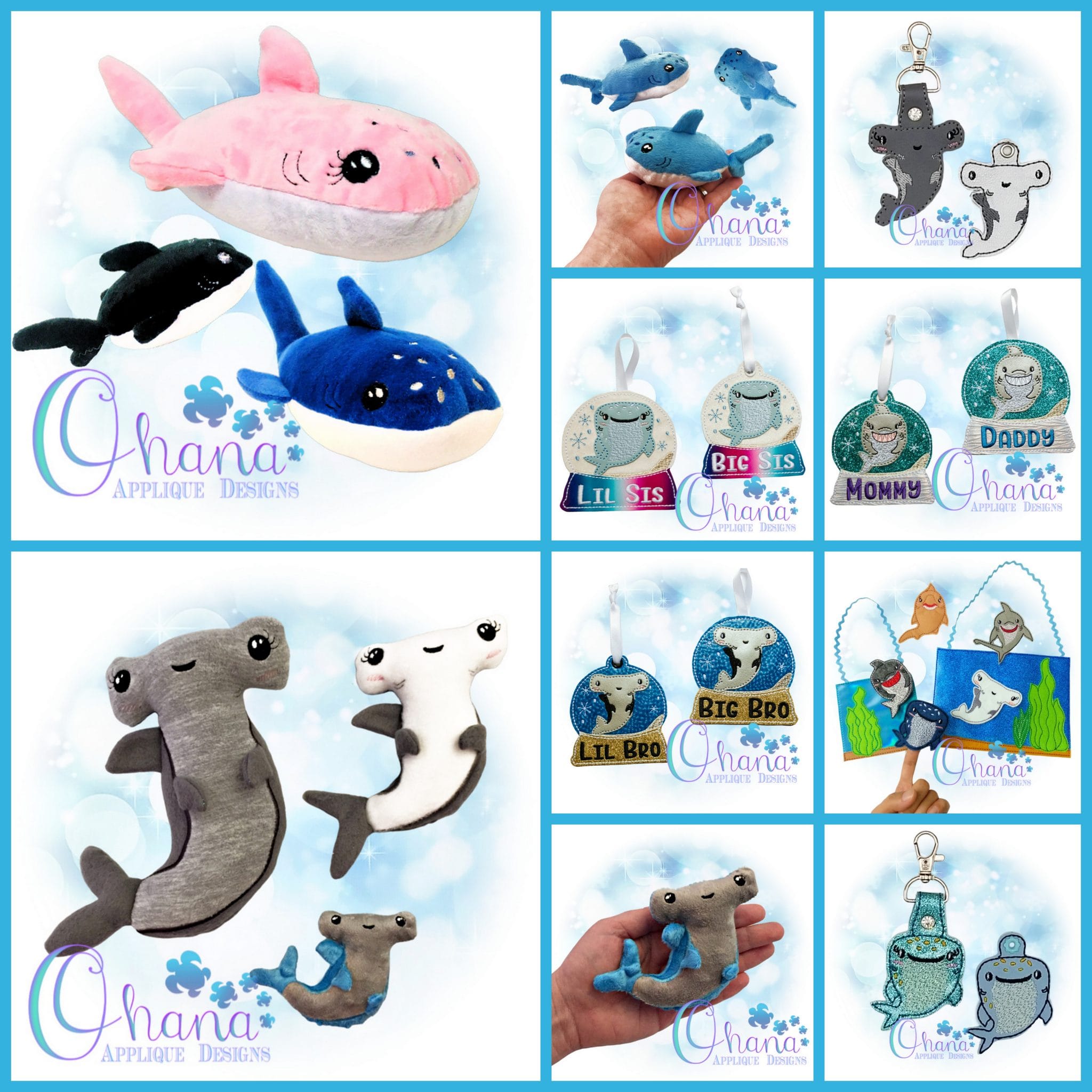 Shark Bundle Embroidery Design - Ohana Applique Designs