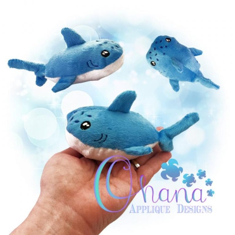 Wallie Whale Shark Stuffie Embroidery Design - Ohana Applique Designs