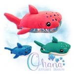 Wallie Whale Shark Stuffie Embroidery Design - Ohana Applique Designs