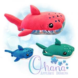Wallie Whale Shark Stuffie Embroidery Design - Ohana Applique Designs