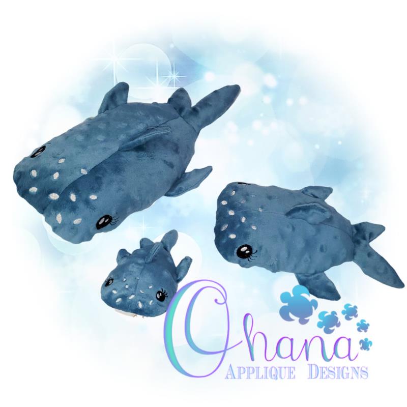 Wallie Whale Shark Stuffie Embroidery Design - Ohana Applique Designs