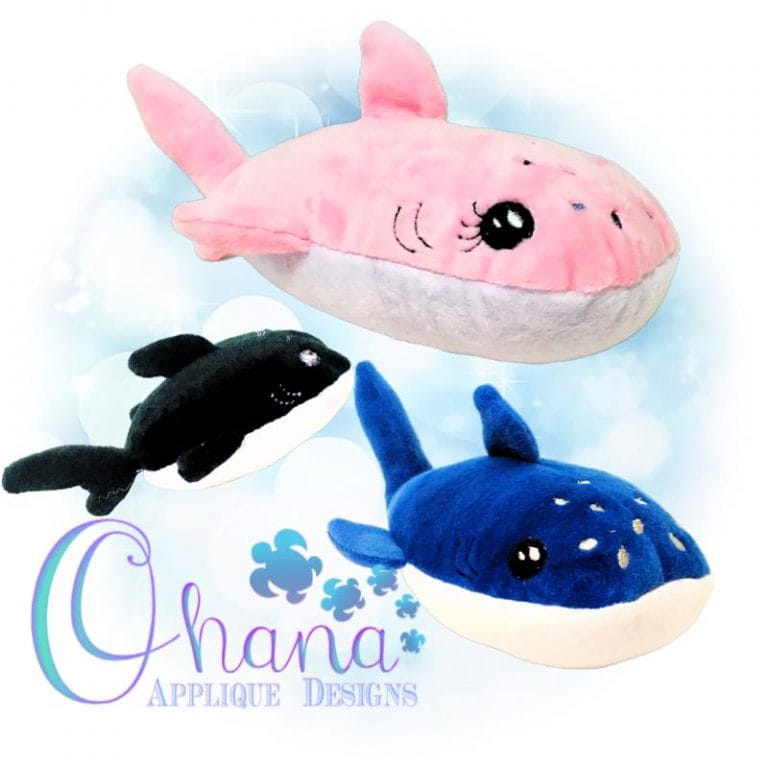 Wallie Whale Shark Stuffie Embroidery Design - Ohana Applique Designs