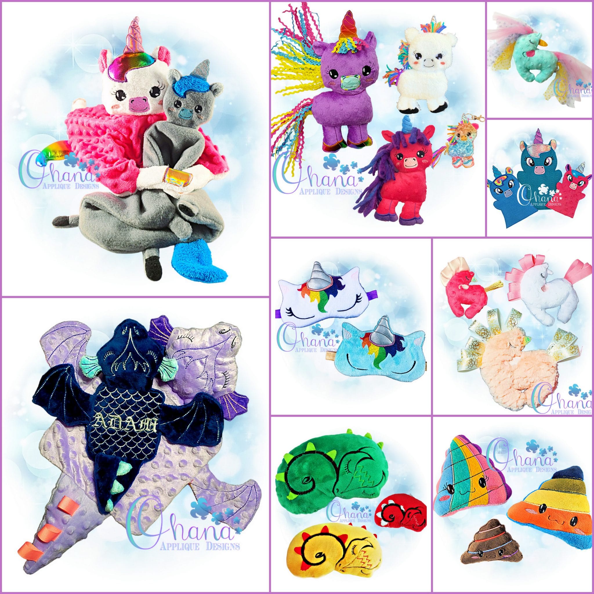 Unicorn and Dragon Bundle Embroidery Design - Ohana Applique Designs