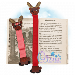 Floral Moose Ribbon Bookmark Embroidery - Ohana Applique Designs