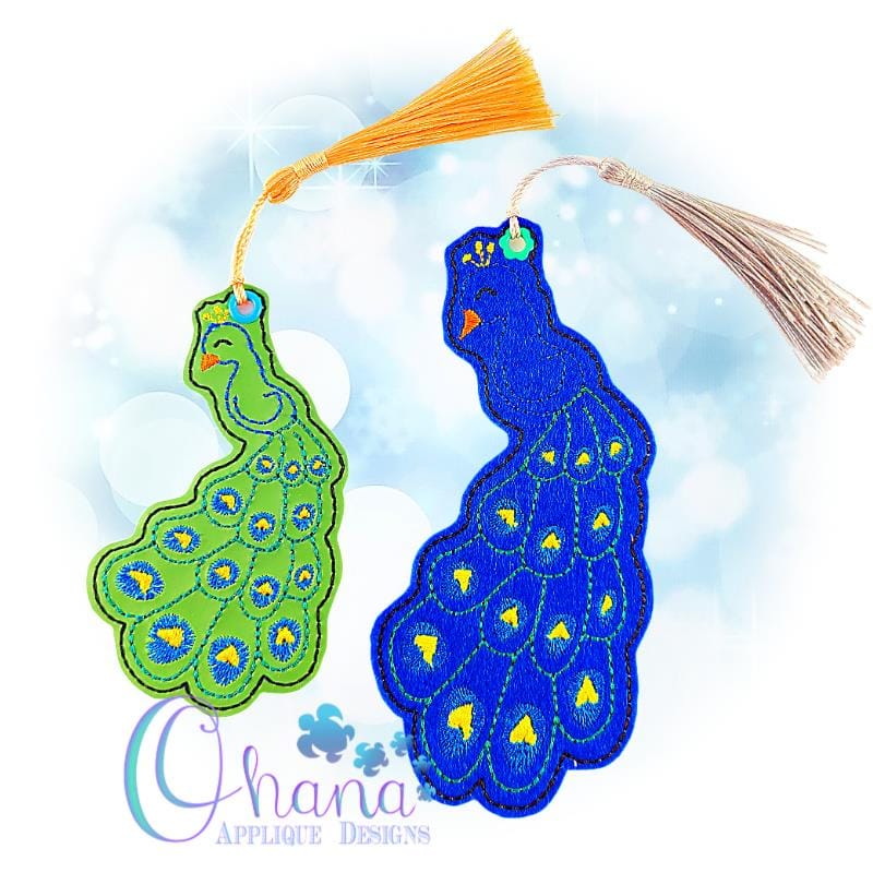 Peacock Bookmark Embroidery Design - Ohana Applique Designs