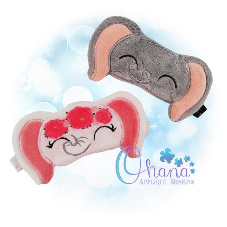 Floral Elephant Sleep Mask Design - Ohana Applique Designs