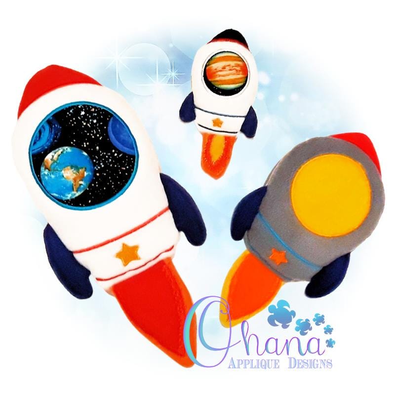 Rocket Ship Stuffie Embroidery Design - Ohana Applique
