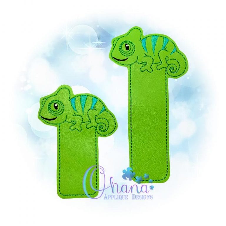 Chameleon Bookmark Embroidery Design - Ohana Applique Designs