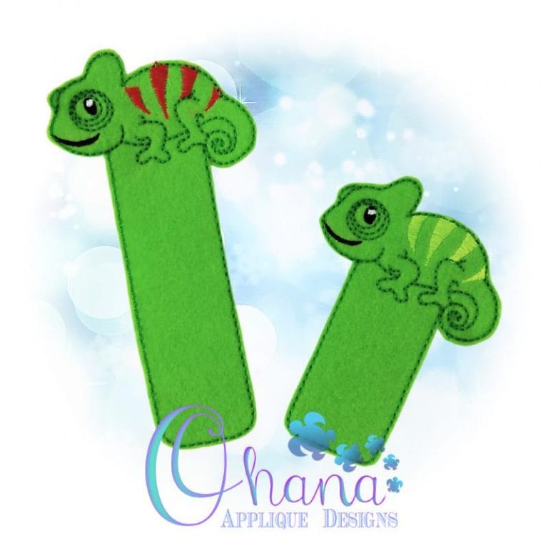 Chameleon Bookmark Embroidery Design - Ohana Applique Designs