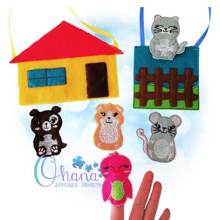 House Pets Finger Puppets Embroidery Design - Ohana Applique