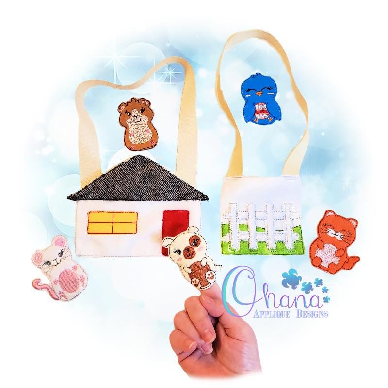House Pets Finger Puppets Embroidery Design - Ohana Applique