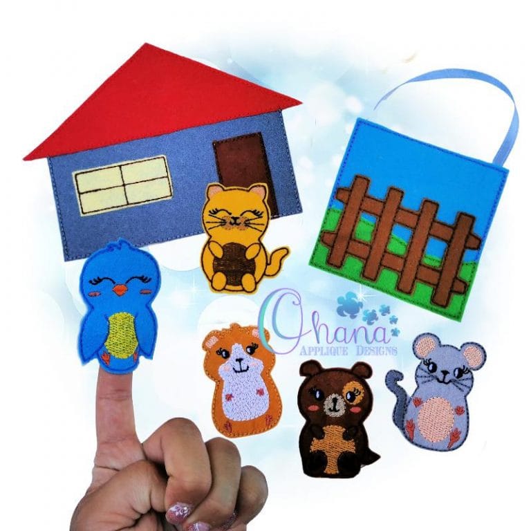 House Pets Finger Puppets Embroidery Design - Ohana Applique