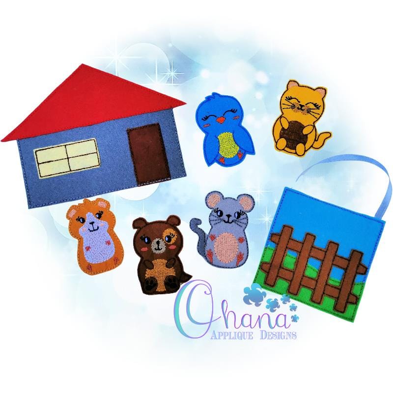House Pets Finger Puppets Embroidery Design - Ohana Applique