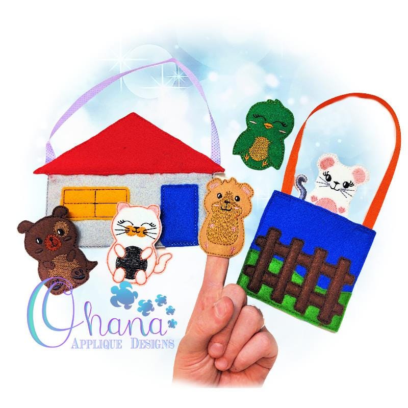 House Pets Finger Puppets Embroidery Design - Ohana Applique