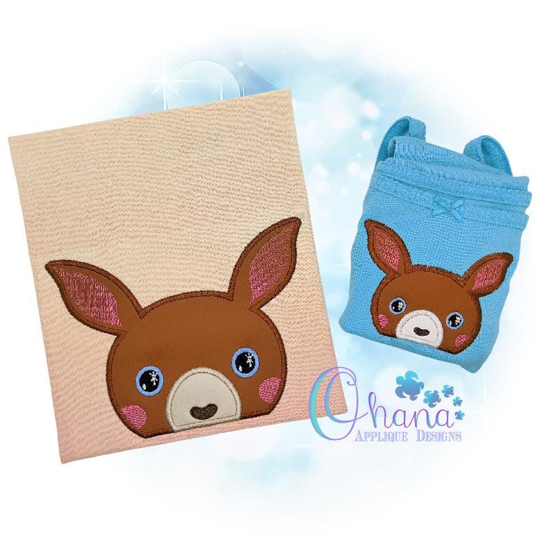 Floral Kangaroo Peeker Embroidery Design - Ohana Applique Designs