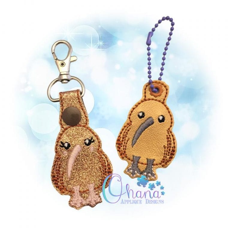 Kiwi Bird Key Chain embroidery - Ohana Applique Designs