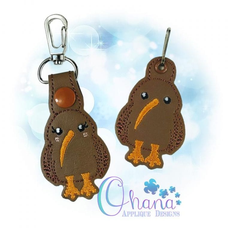 Kiwi Bird Key Chain embroidery - Ohana Applique Designs