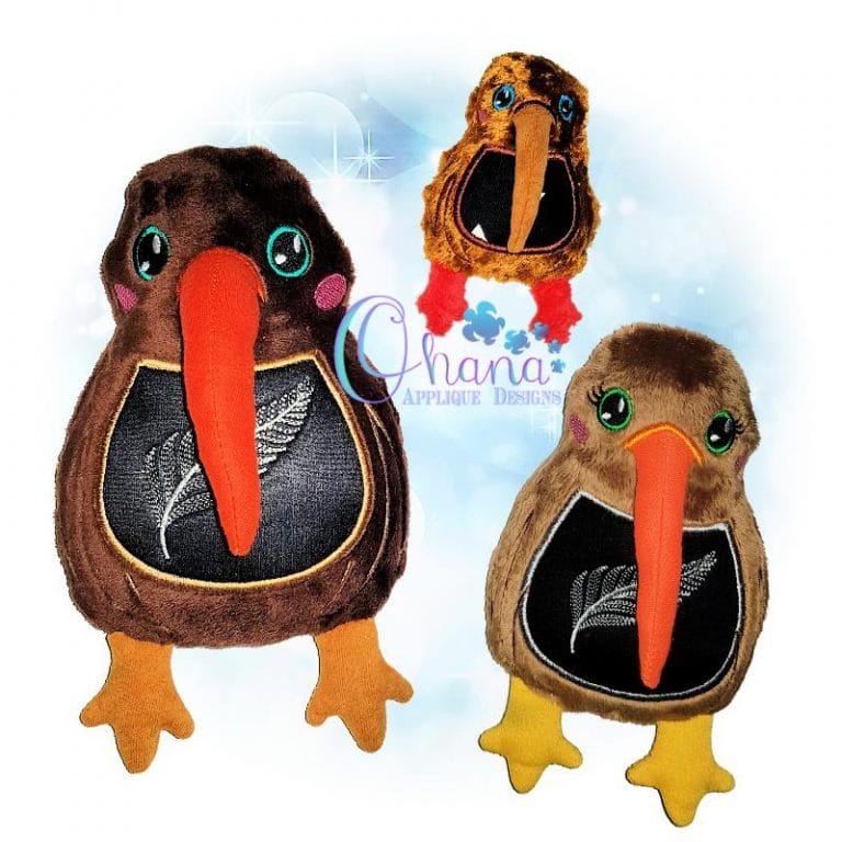 Basil Kiwi Bird Stuffie Embroidery Design - Ohana Applique