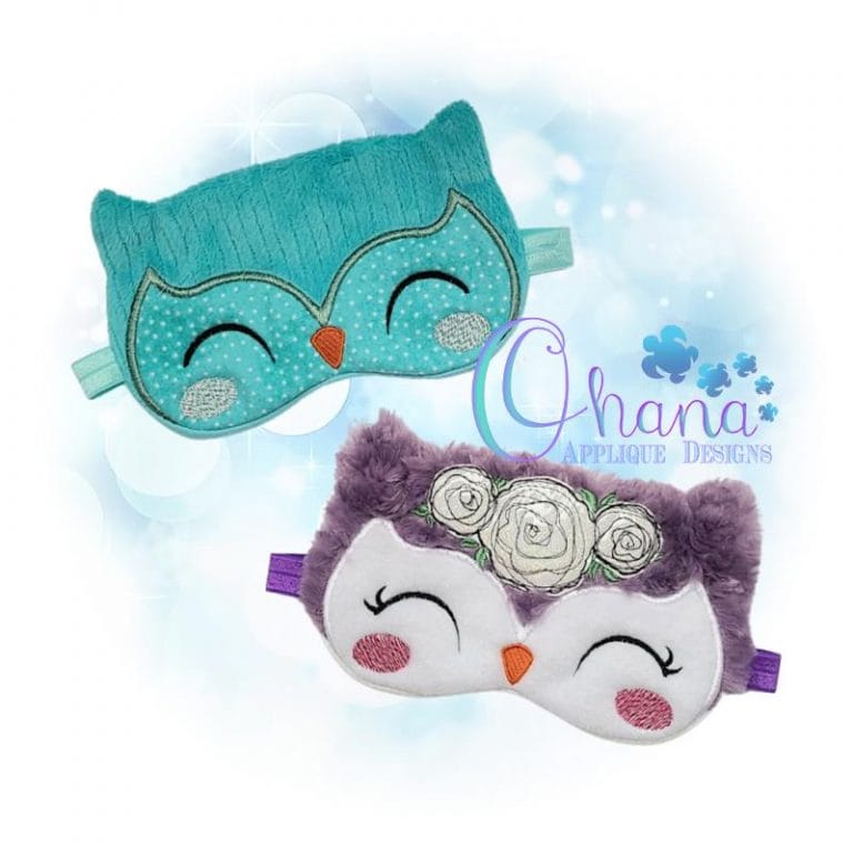 Floral Owl Sleep Mask Design - Ohana Applique Designs