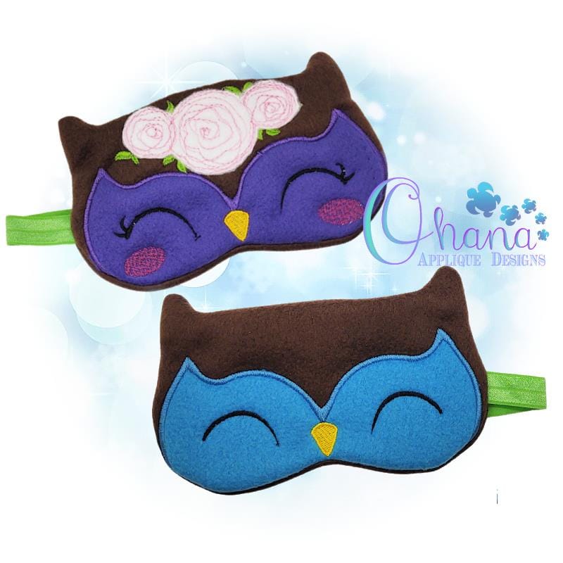 Floral Owl Sleep Mask Design - Ohana Applique Designs