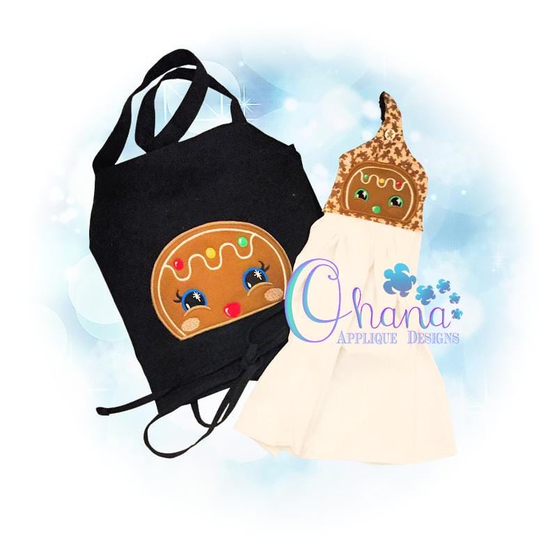 Gingerbread Peeker Embroidery Design - Ohana Applique Designs