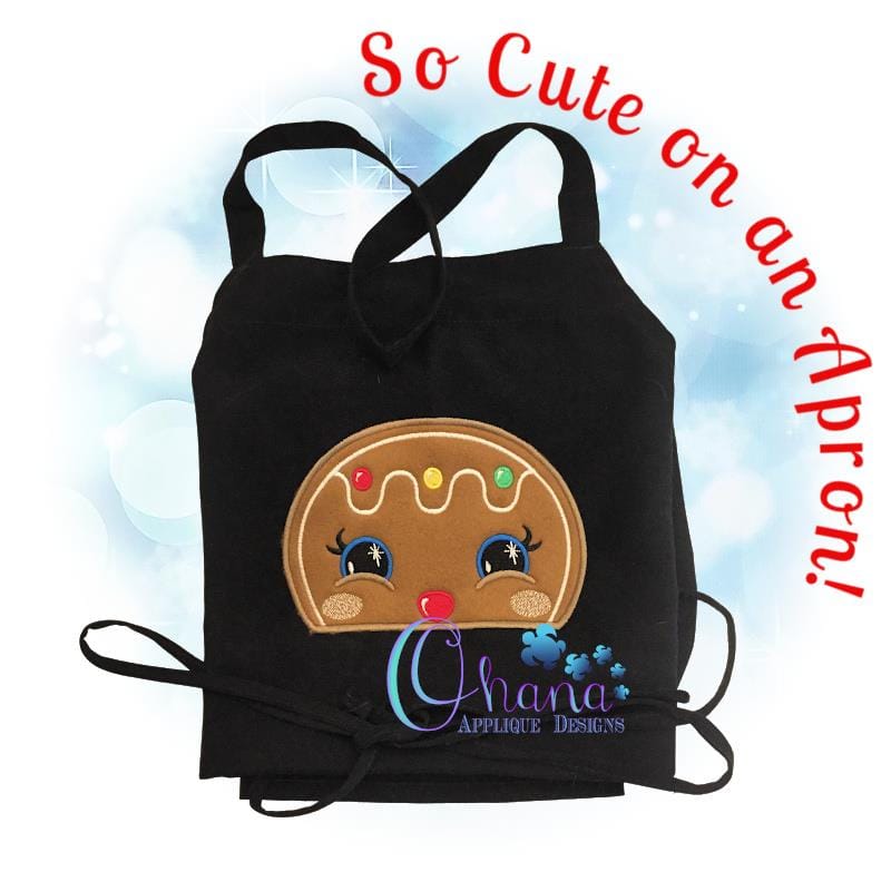 Gingerbread Peeker Embroidery Design - Ohana Applique Designs