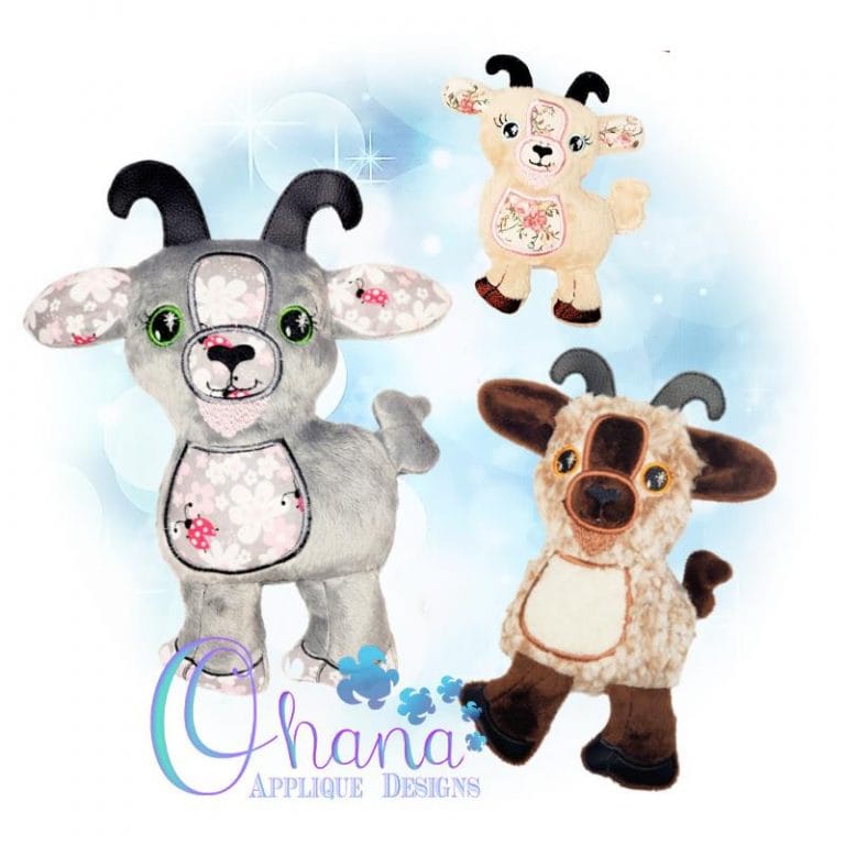 Melvin Goat Stuffie Embroidery Design - Ohana Applique
