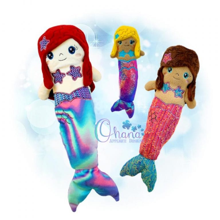 Star Mermaid Stuffie Embroidery Design - Ohana Applique