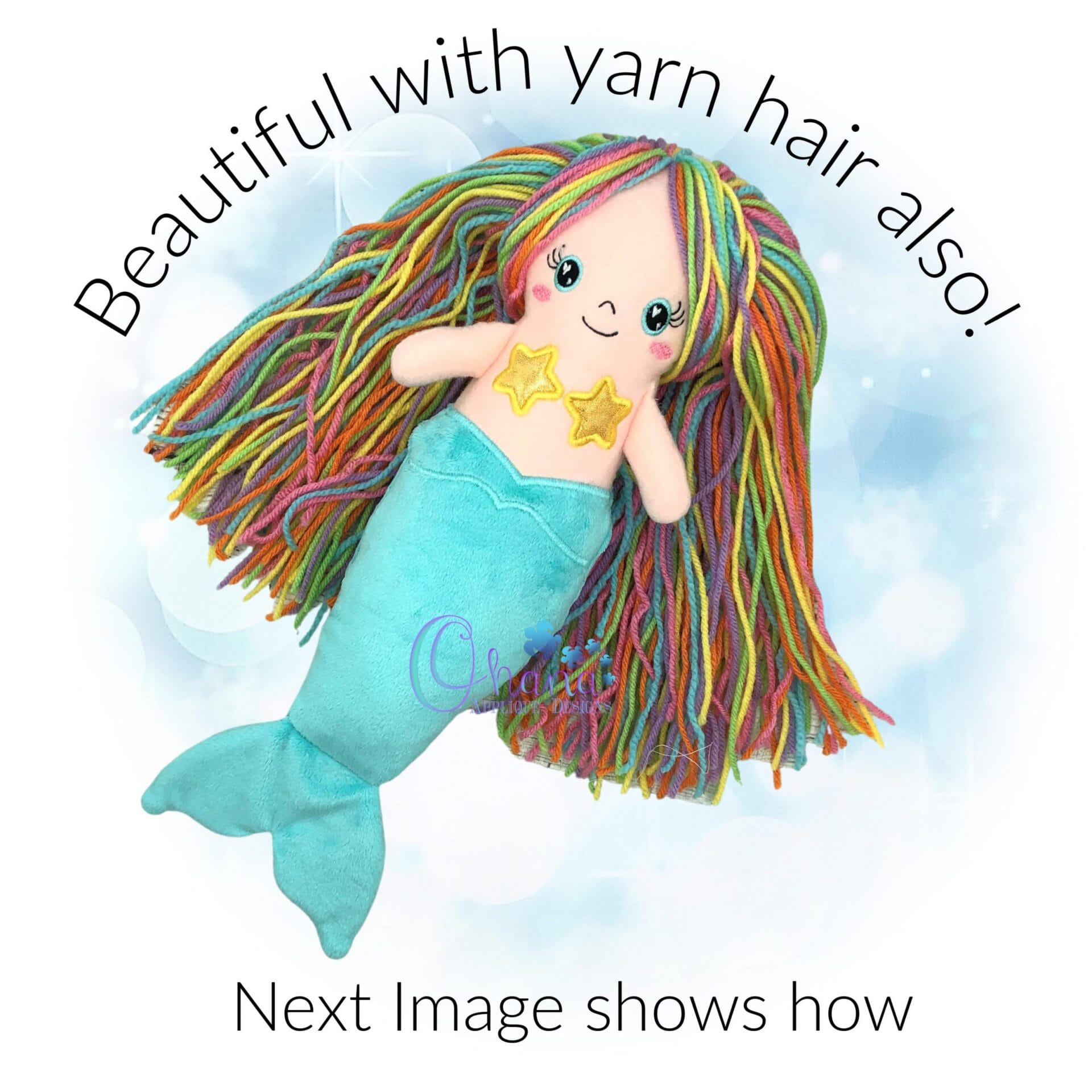 Star Mermaid Stuffie Embroidery Design - Ohana Applique