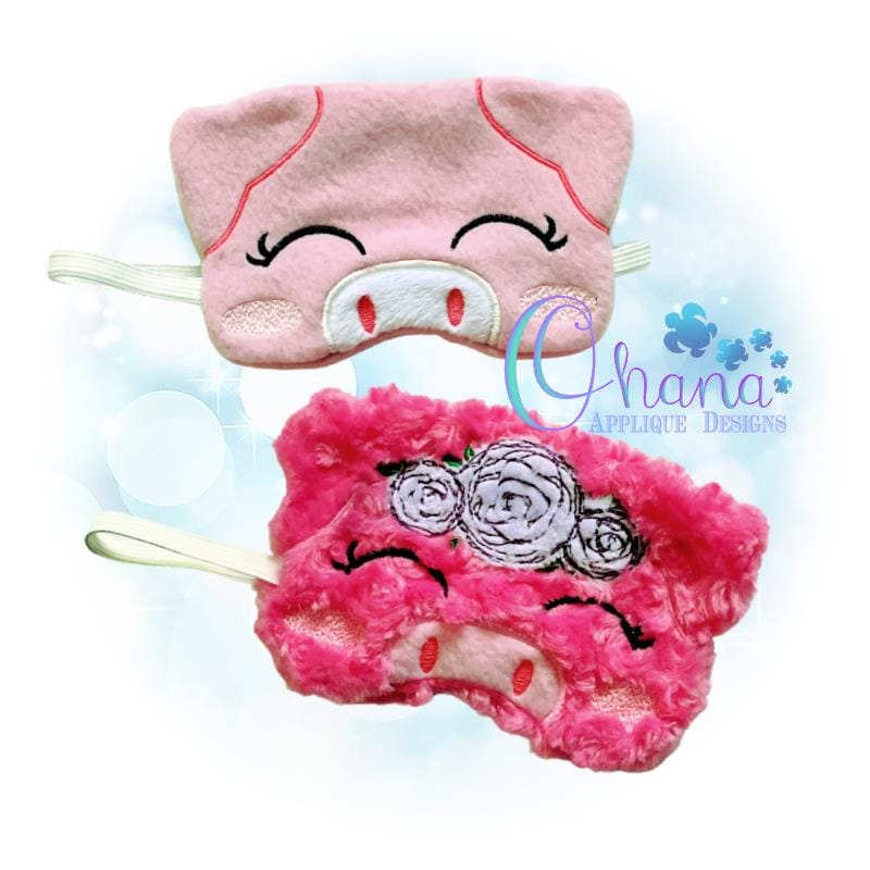 Floral Pig Sleep Mask Embroidery Design - Ohana Applique Designs